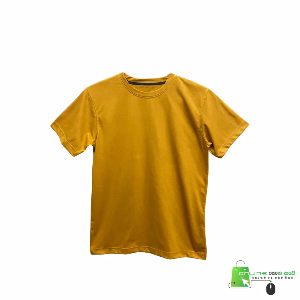 Mustard Unisex Crew Neck Plain Color T-Shirt - Onlinethogakade