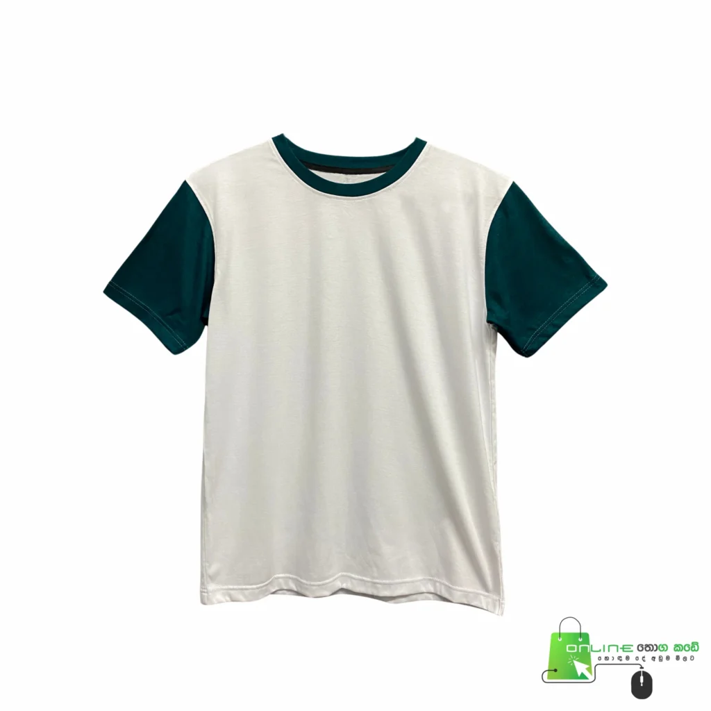 Dark Green Marl Mix Sleeve Unisex Crew Neck White Color T-Shirt ...